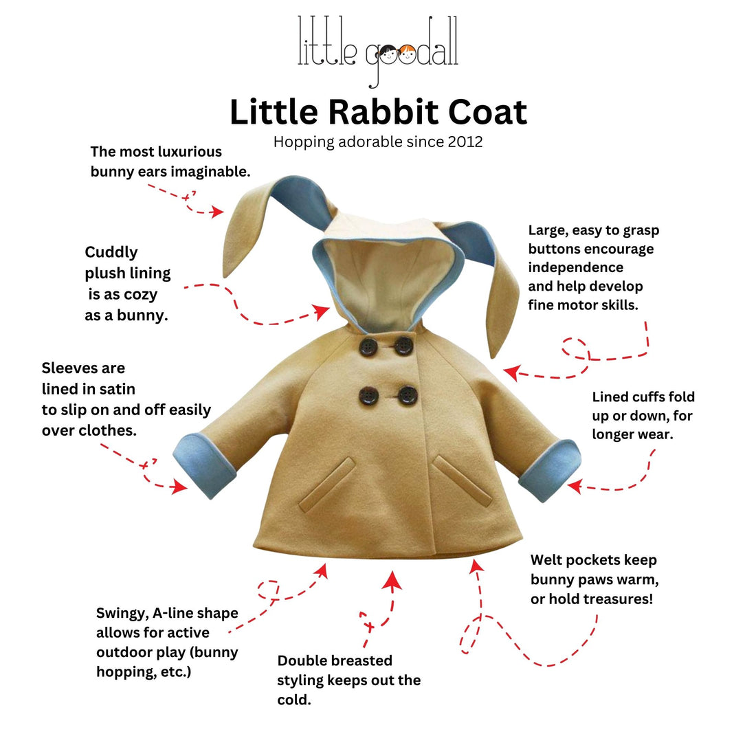 Luxe Little Rabbit Coat in Sand and Blue – Little Goodall