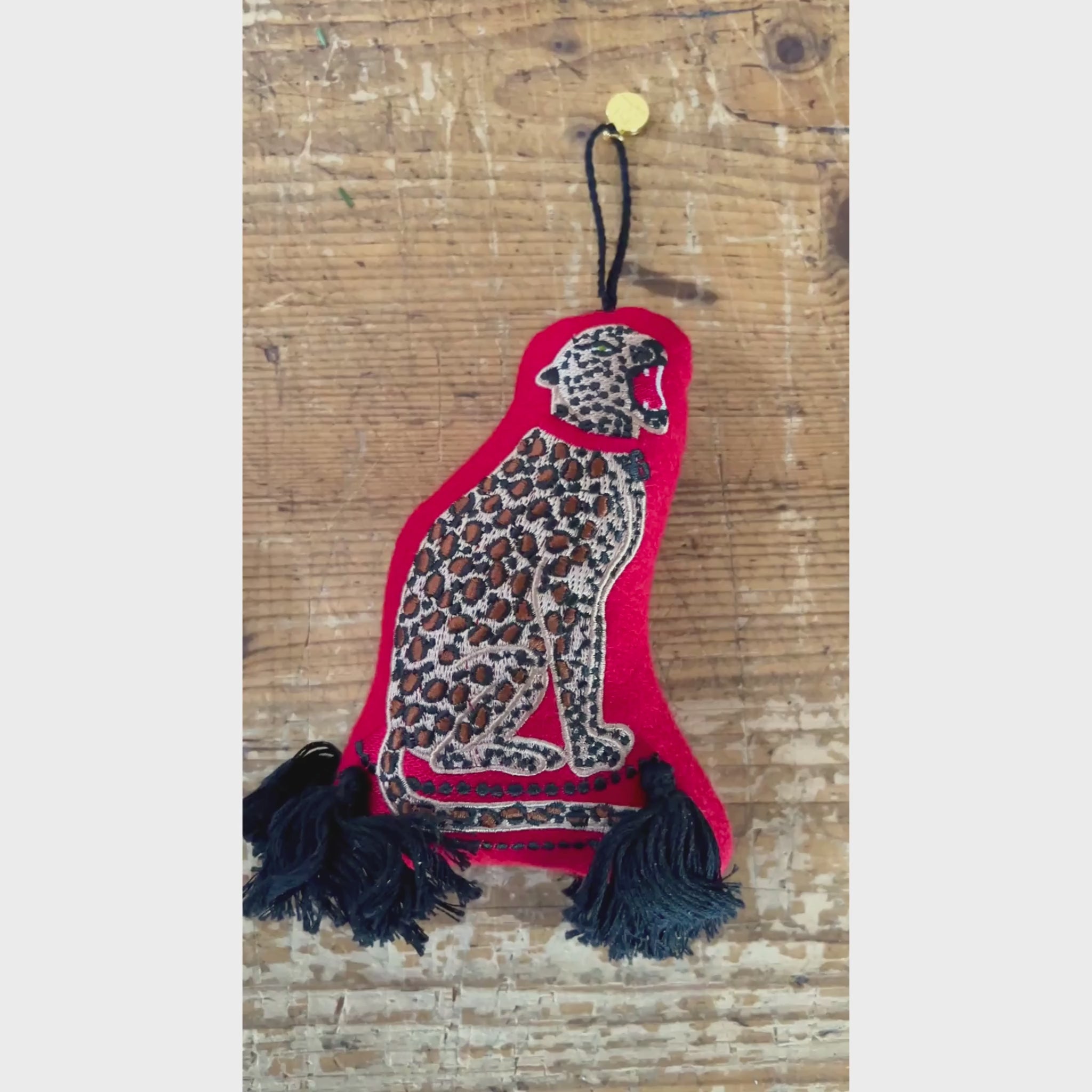 Cheetah Embroidered Wool Ornament - Willa Heart Collection – Little Goodall